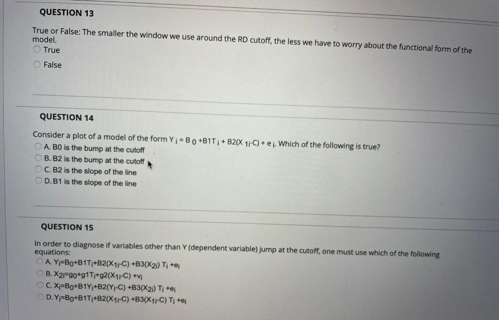 QUESTION 13 True or False: The smaller the window we | Chegg.com