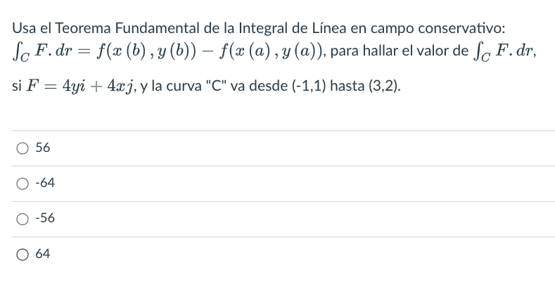 Solved Para el campos vectorial, revisa si es conservativo. | Chegg.com