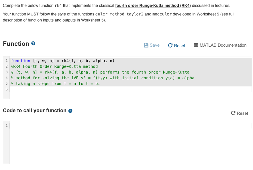 Solved Complete the below function rk4 that implements the | Chegg.com