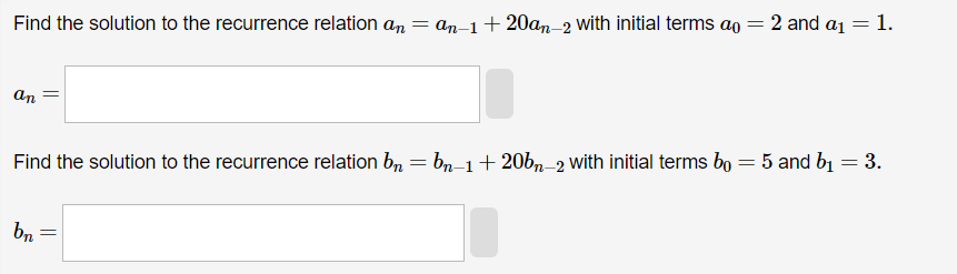 Solved Find the solution to the recurrence relation | Chegg.com