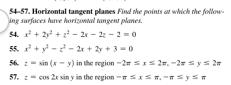 Solved 54–57. Horizontal tangent planes Find the points at | Chegg.com