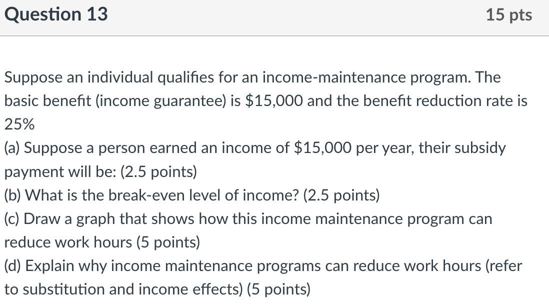 Solved Suppose an individual qualifies for an | Chegg.com