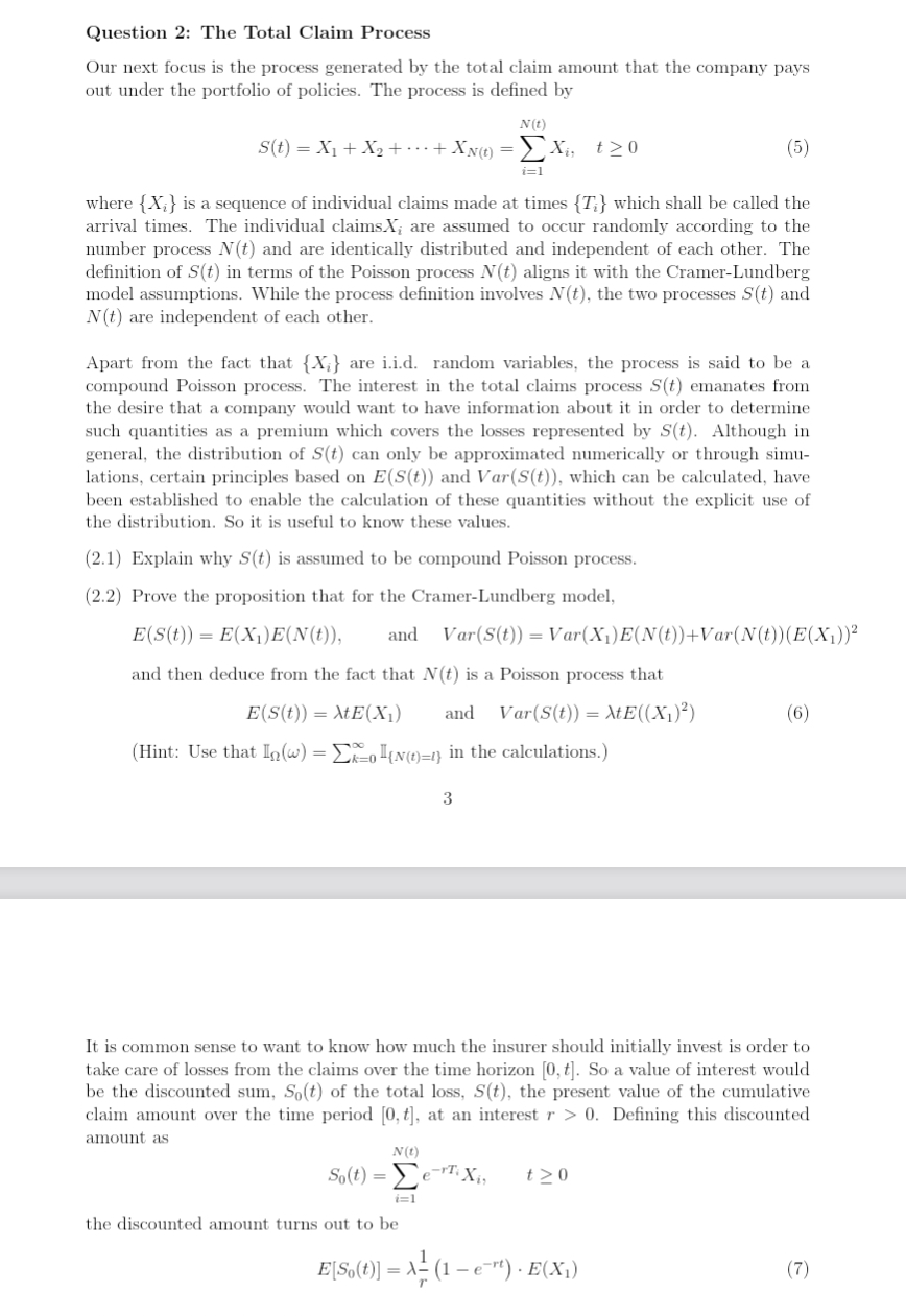 Solved Question 2: The Total Claim Process Our next focus is | Chegg.com