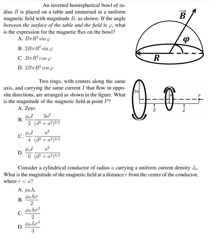 Solved B An inverted hemispherical bowl of ra- dius R is | Chegg.com