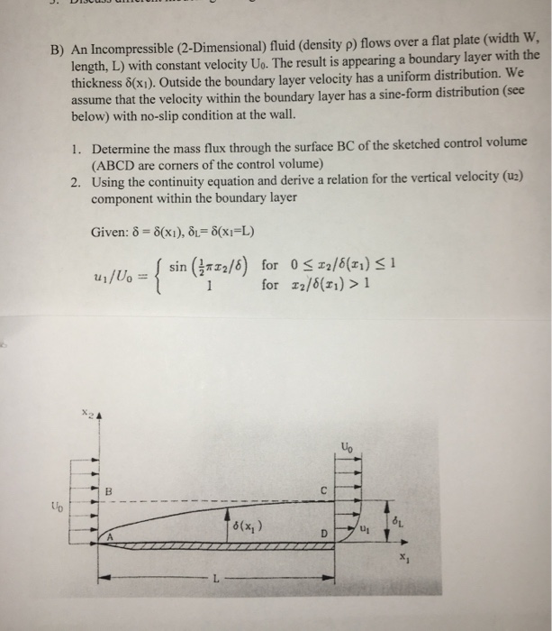 Solved B) An Incompressible (2-Dimensional) fluid (density | Chegg.com
