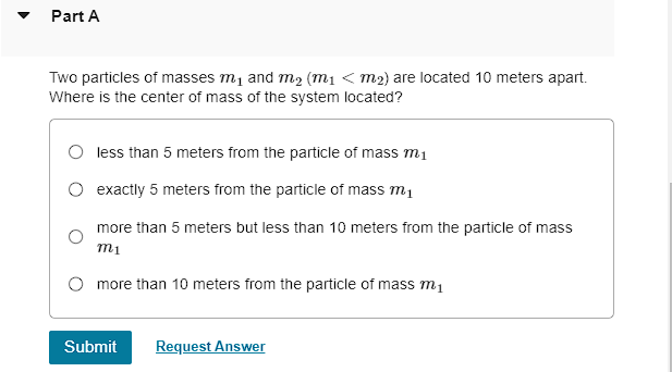 Solved Two particles of masses m1 ﻿ and m2 ﻿ ( ﻿m1 | Chegg.com