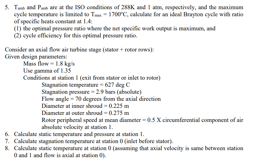 Solved 5. Tamb and Pamb are at the ISO conditions of 288K | Chegg.com