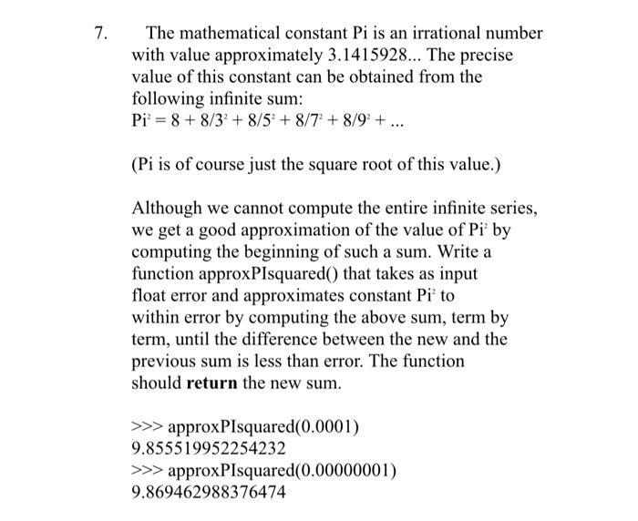 Solved The mathematical constant Pi is an irrational number | Chegg.com