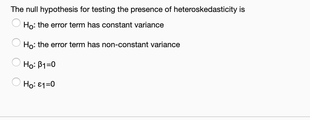 Solved The null hypothesis for testing the presence of | Chegg.com
