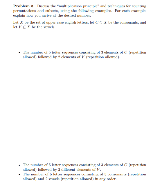 Solved Problem 3 Discuss the “multiplication principle" and | Chegg.com