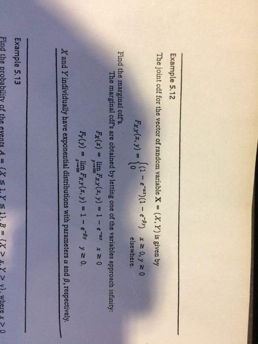 Solved Example 5.12 The joint cdf for the vector of random | Chegg.com
