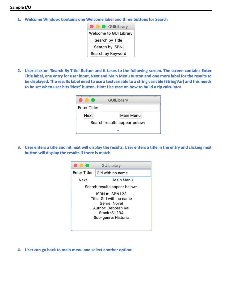 Solved Sample I/O 1. Welcome Window: Contains one Welcome | Chegg.com