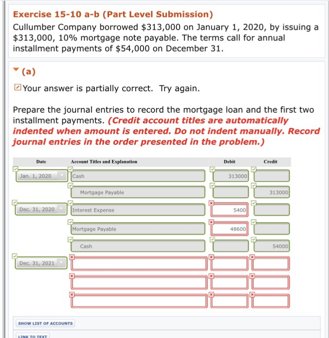 Solved Exercise 15-10 a-b (Part Level Submission) Cullumber | Chegg.com