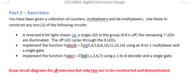 Solved EEE20001 Digital Electronics Design Part 2 - | Chegg.com