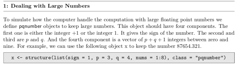 1: Dealing with Large Numbers To simulate how the | Chegg.com