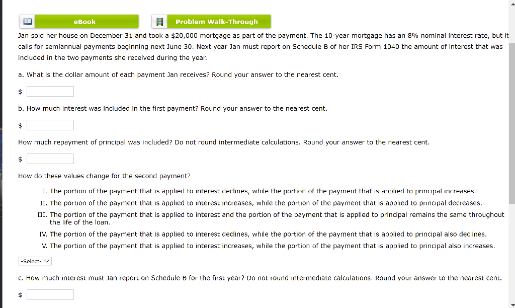 Solved E eBook Problem Walk-Through Jan sold her house on | Chegg.com