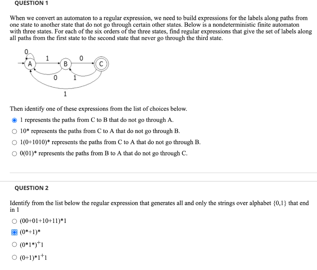 Solved QUESTION 1 When we convert an automaton to a regular | Chegg.com