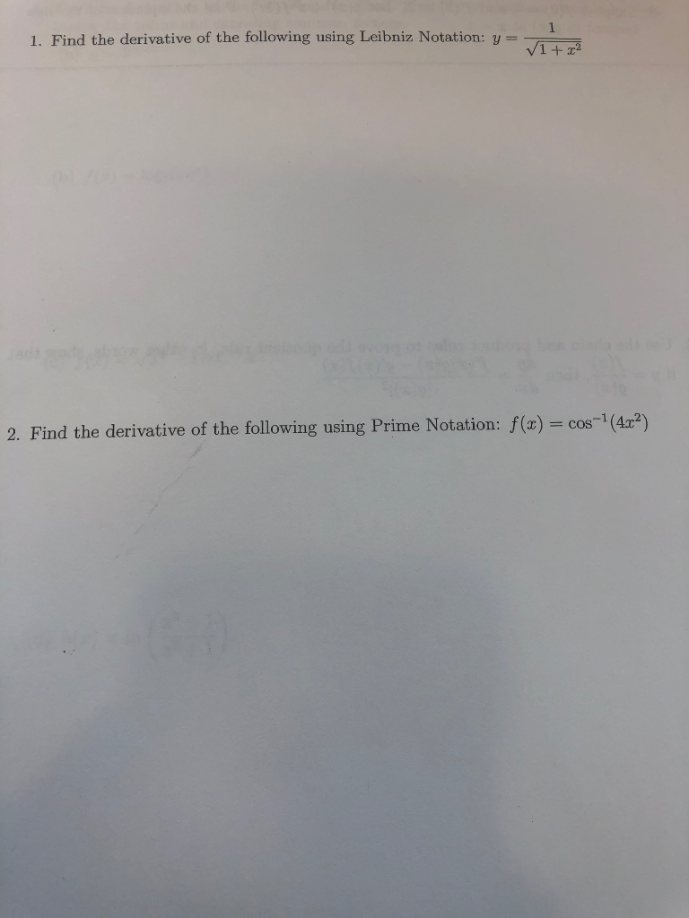 Solved 1 1. Find the derivative of the following using | Chegg.com