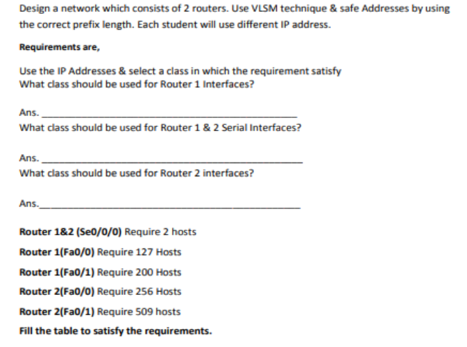 Solved Design a network which consists of 2 routers. Use | Chegg.com