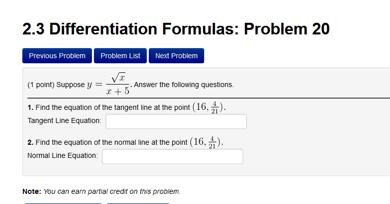 Solved 2.3 Differentiation Formulas: Problem 20 Previous | Chegg.com