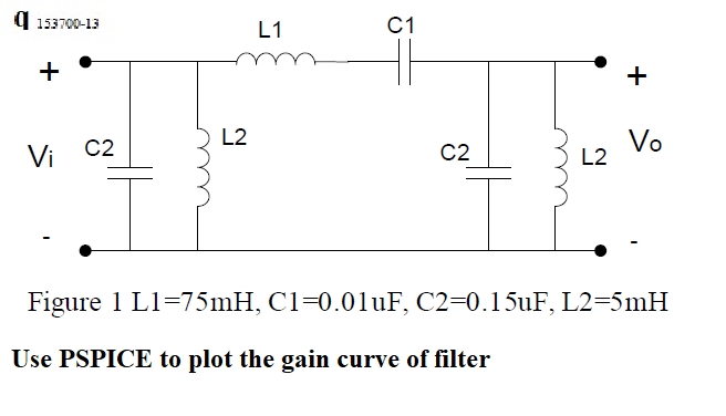 Solved 153700-13 L1 C1 + + L2 C2 Vo Vi C2 L2 Figure 1 | Chegg.com