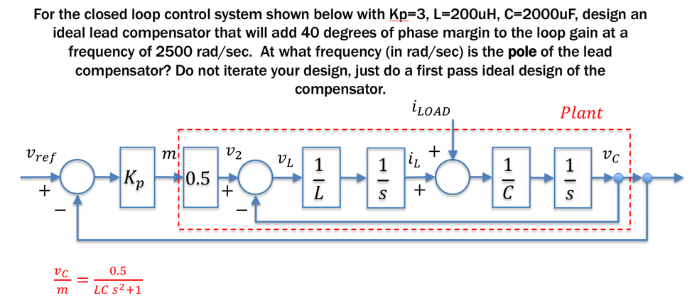 Solved For the closed loop control system shown below with | Chegg.com