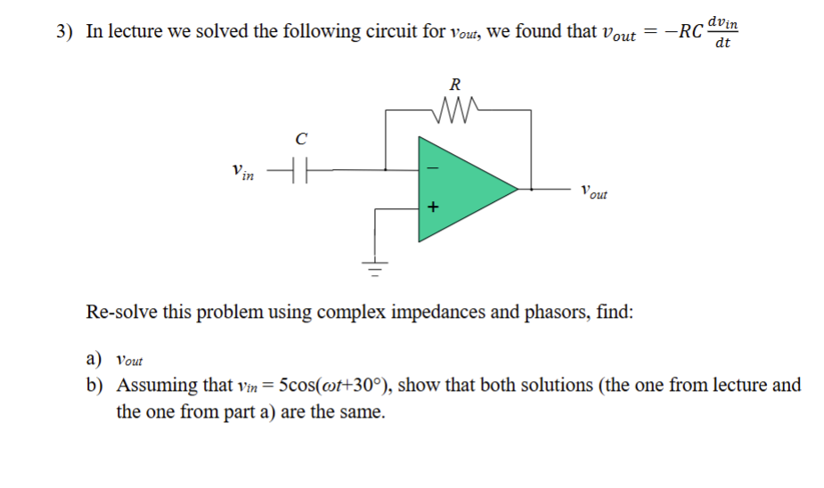 Solved In ﻿lecture we ﻿solved the following circuit for | Chegg.com