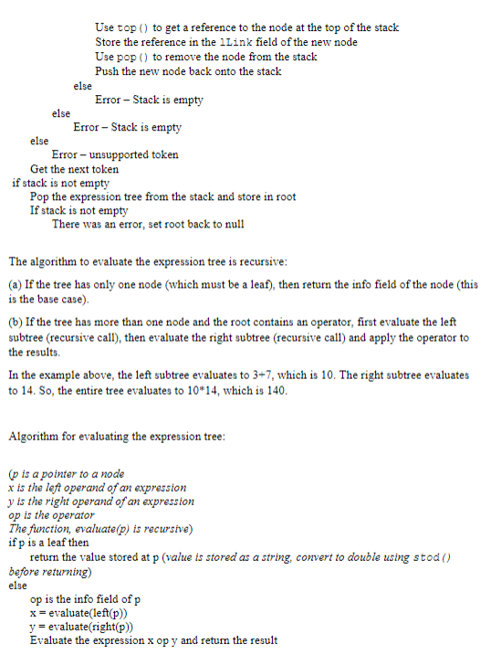 Solved Binary Expression Tree Project In the module on | Chegg.com