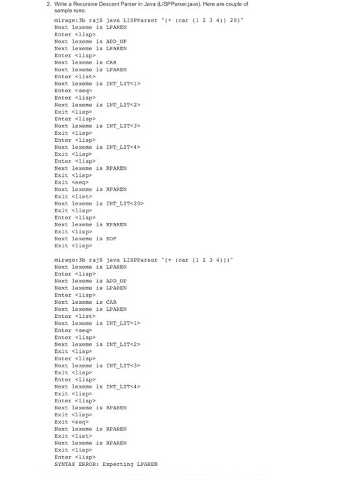 Lisp Grammar Lisp Int Lparen Add Lisp Lisp Rparen