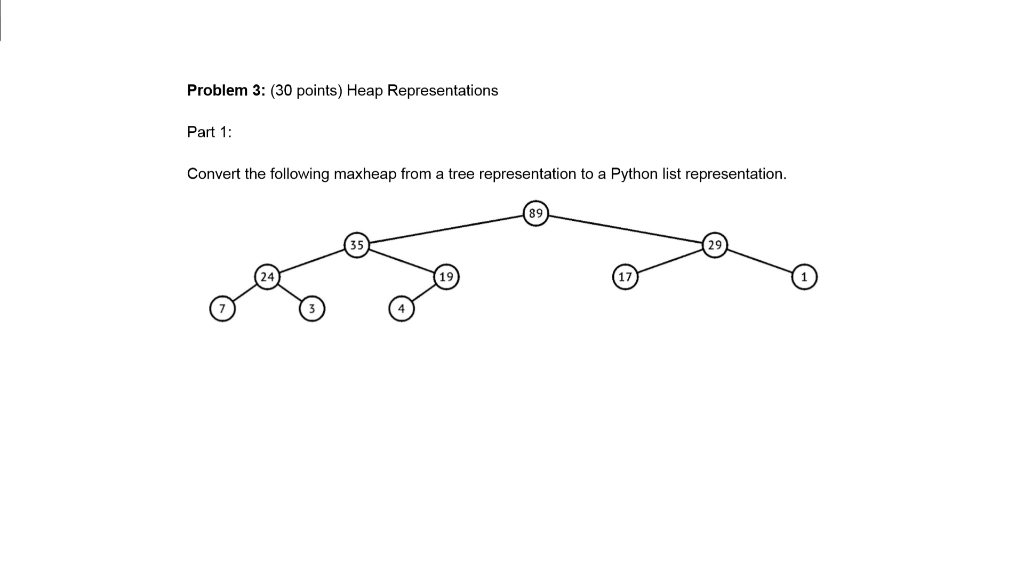 Solved Problem 3: (30 points) Heap Representations Part 1 | Chegg.com