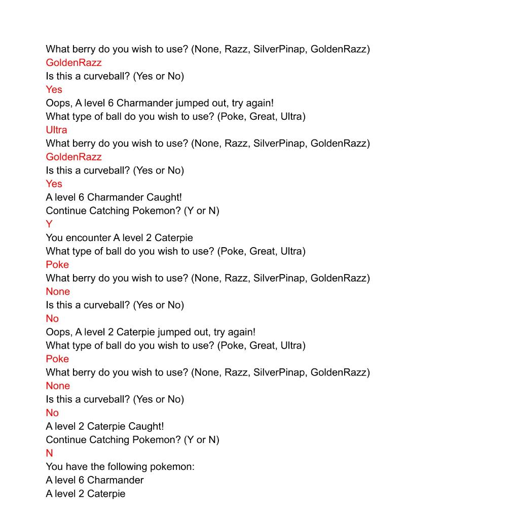 Solved CSE1322 Assignment 4 Background: Pokémon GO continues | Chegg.com