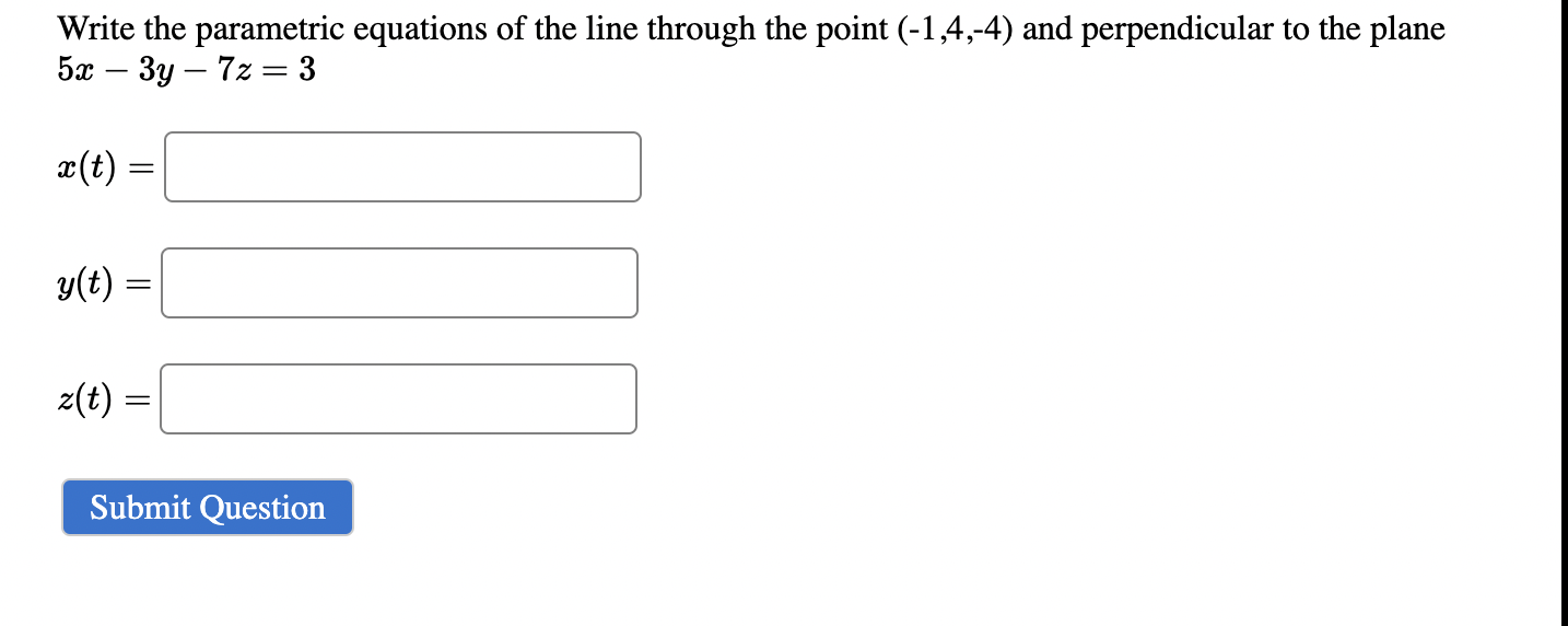 Solved Write the parametric equations of the line through | Chegg.com