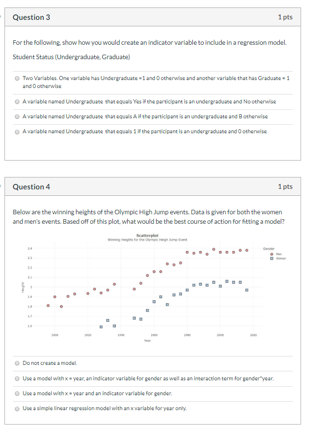 Solved Question 3 1 pts For the following, show how you | Chegg.com