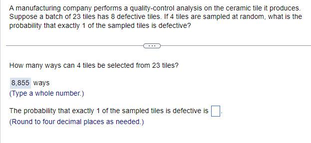 Solved A manufacturing company performs a quality-control | Chegg.com