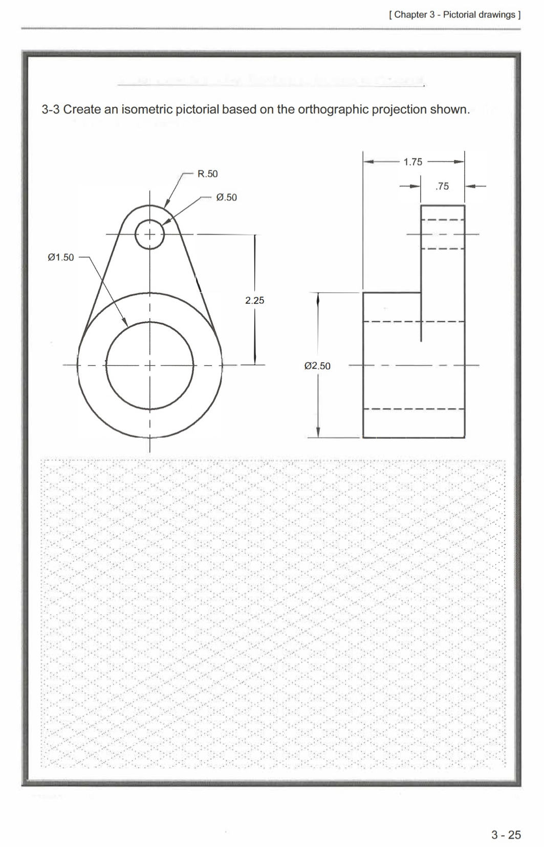 Solved [ Chapter 3 - Pictorial drawings ] 3-3 Create an | Chegg.com