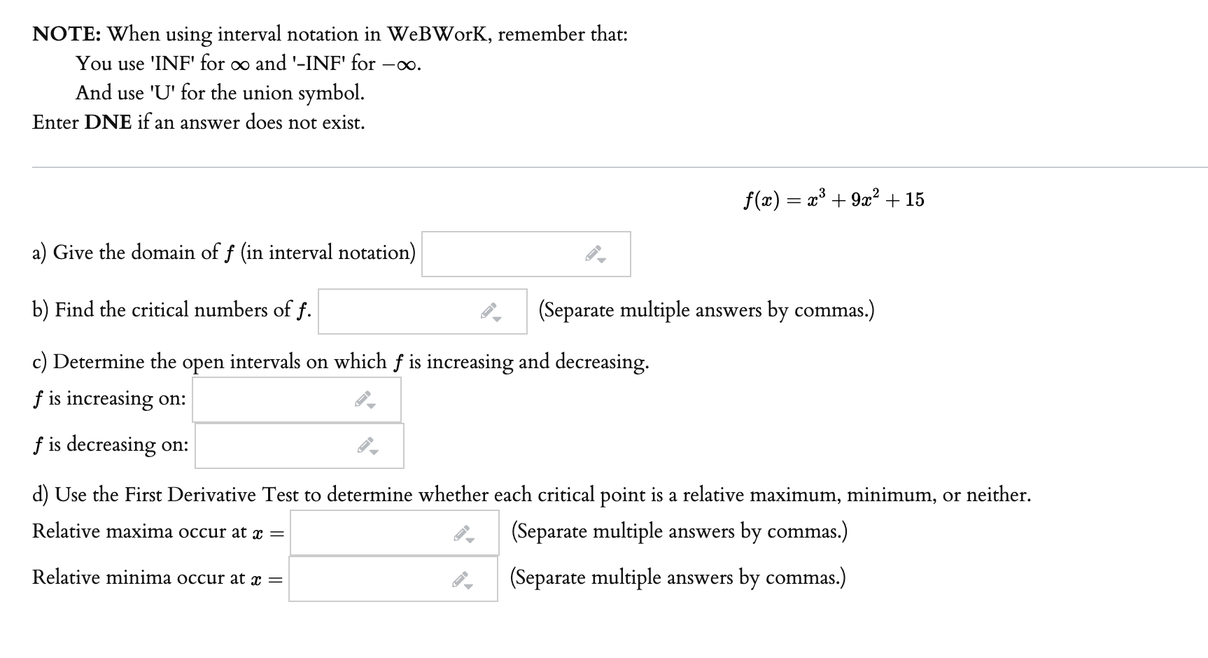 Solved -0. NOTE: When using interval notation in WebWork, | Chegg.com