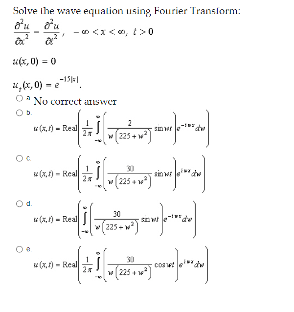 Solved Solve the wave equation using Fourier Transform: ²u - | Chegg.com