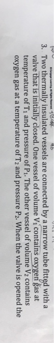 Solved 3. Two thermally insulated vessels are connected by a | Chegg.com