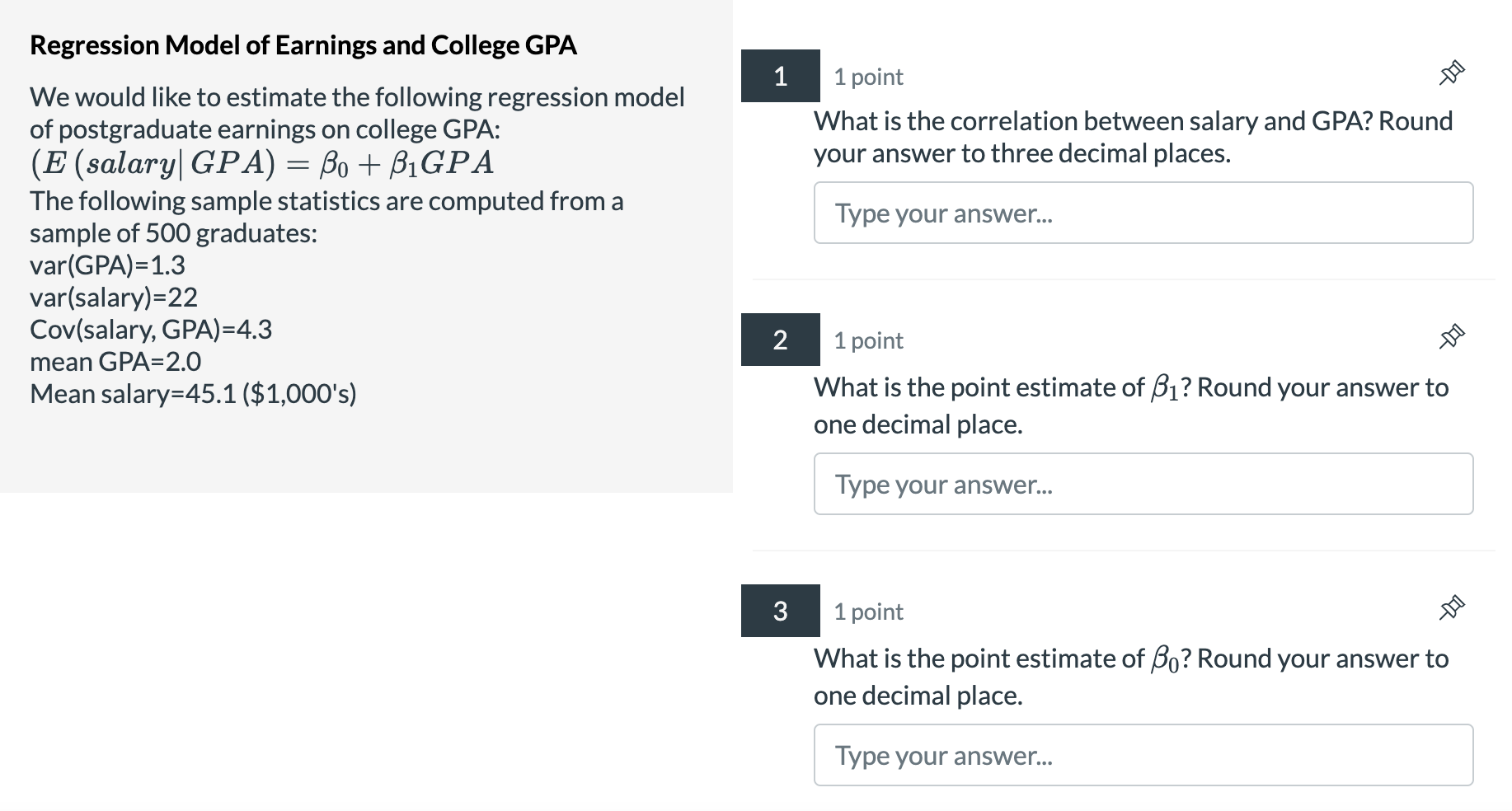 Solved Regression Model of Earnings and College GPA We would | Chegg.com