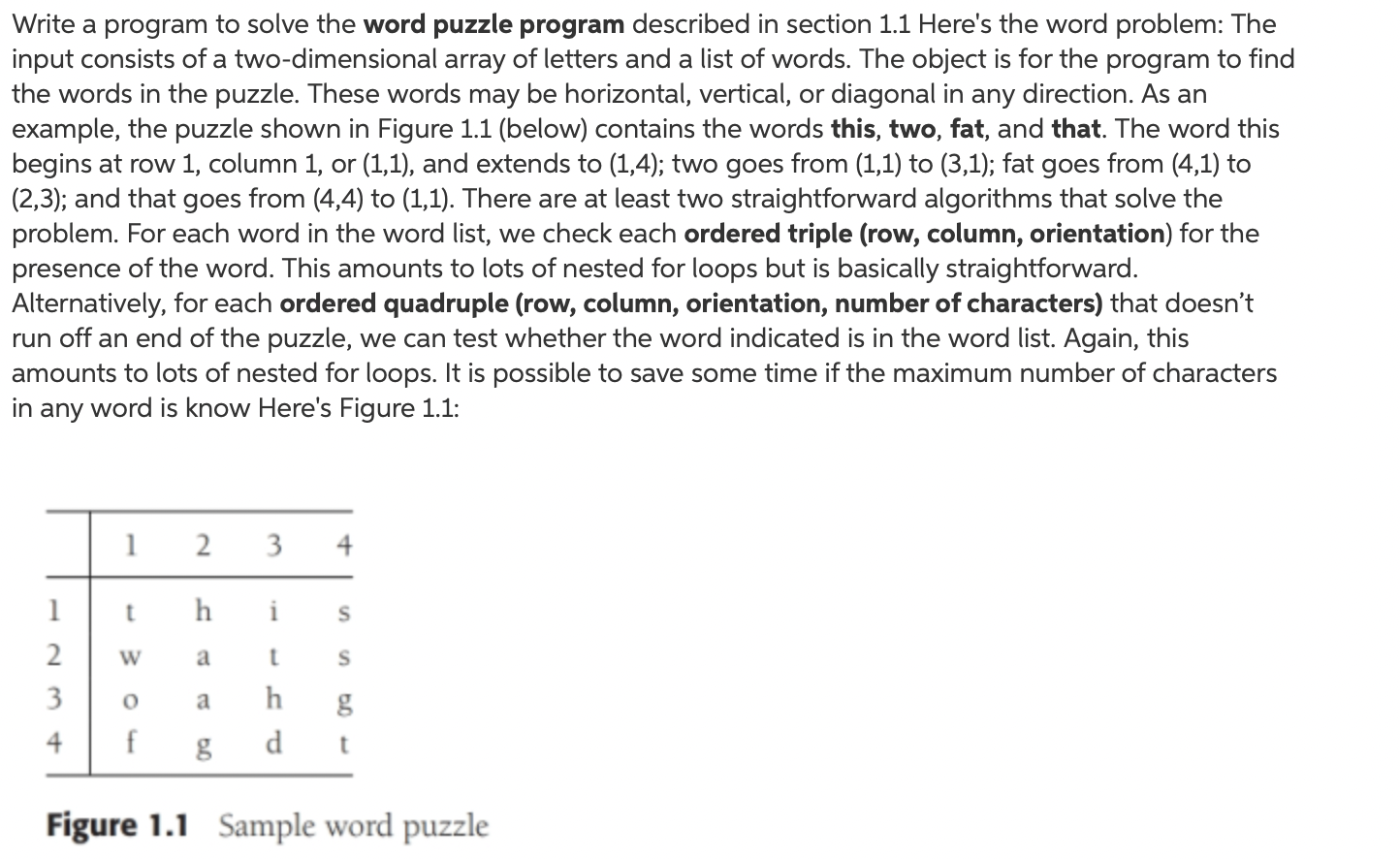 Solved Consider the above word puzzle where we fix the size | Chegg.com