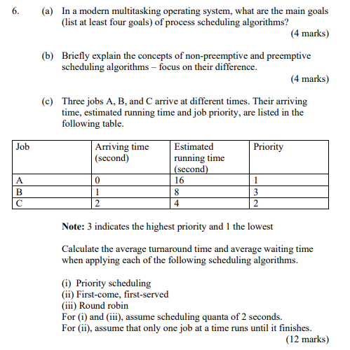 Solved 6. (a) In a modern multitasking operating system, | Chegg.com