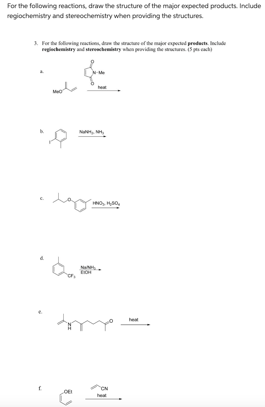 For the following reactions, draw the structure of | Chegg.com