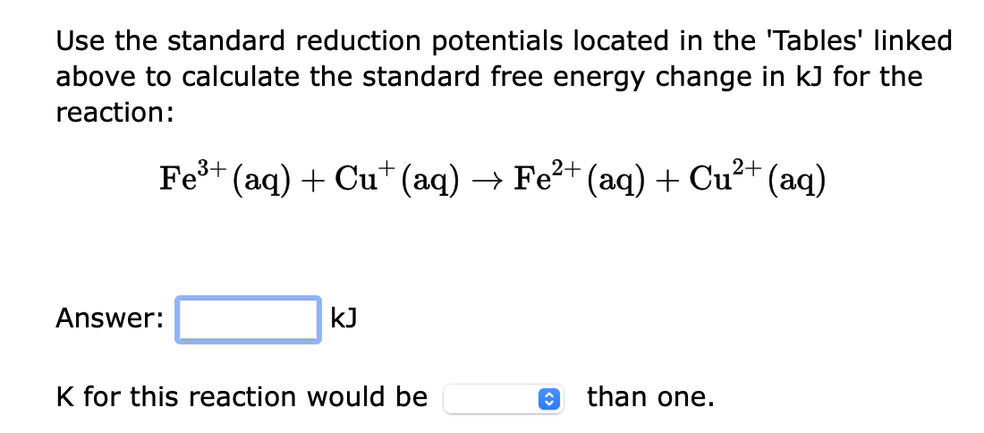Solved Use the standard reduction potentials located in the | Chegg.com
