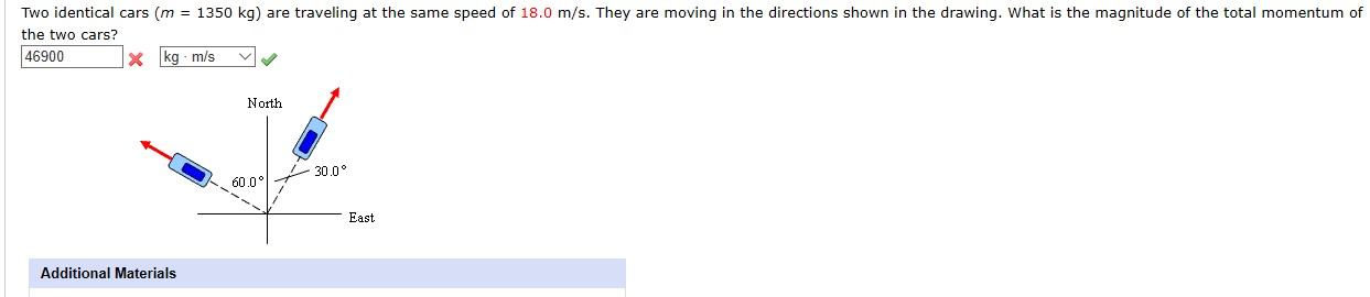 Solved Two identical cars (m 1350 kg) are traveling at the | Chegg.com