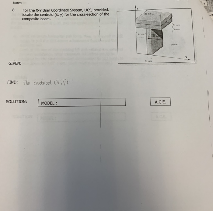Solved Statics For the X-Y User Coordinate System, UCS, | Chegg.com