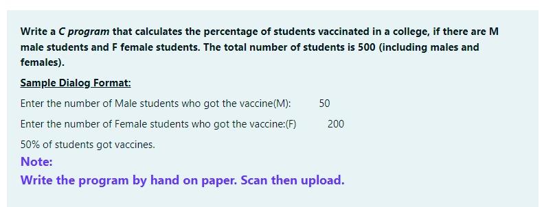 Solved Write a C program that calculates the percentage of | Chegg.com