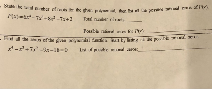 Solved State the total number of roots for the given | Chegg.com