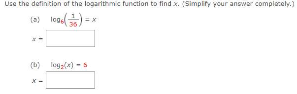 Solved Use the definition of the logarithmic function to | Chegg.com