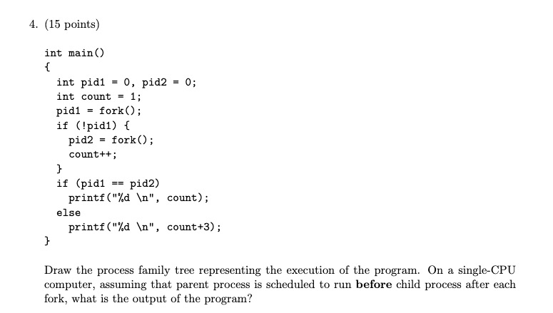 Solved 8. (9 points) Given the following output of ps | Chegg.com