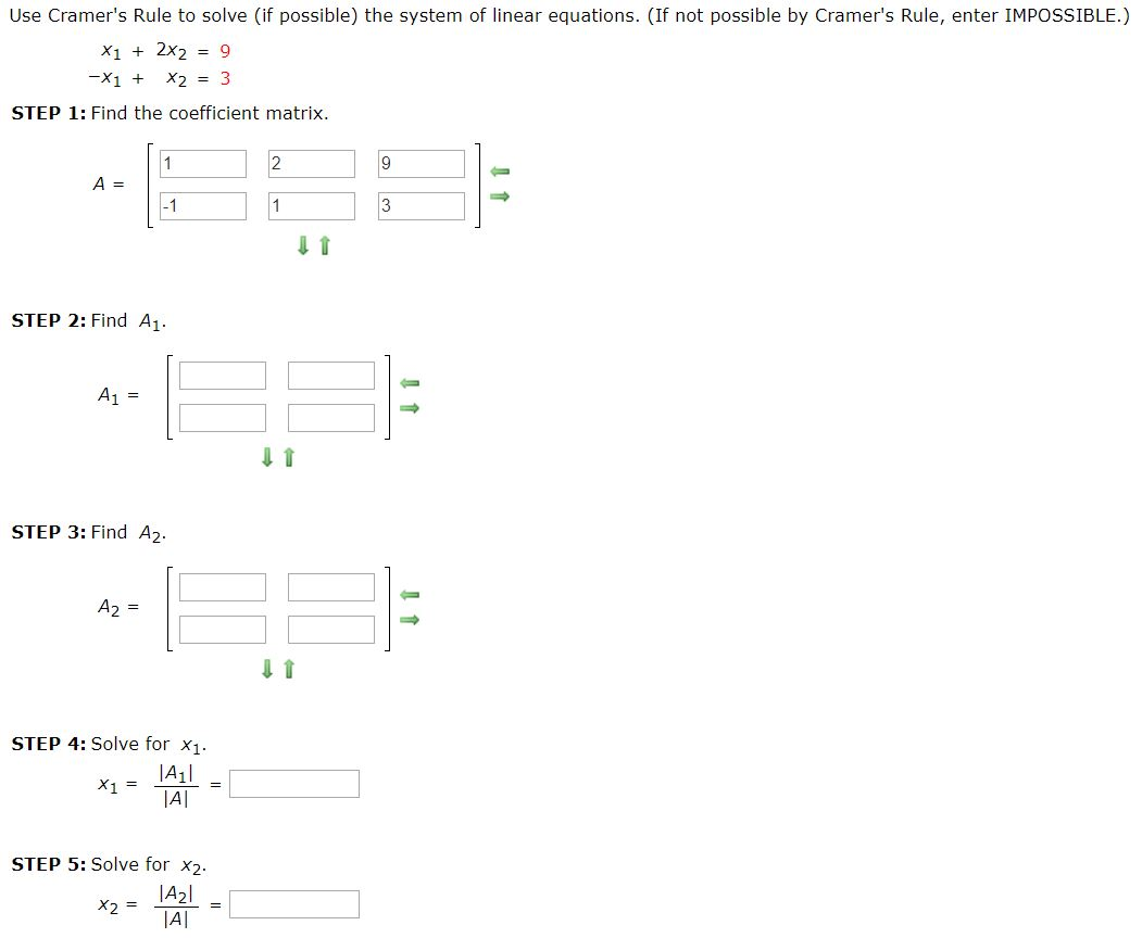 Solved Use Cramer's Rule to solve (if possible) the system | Chegg.com